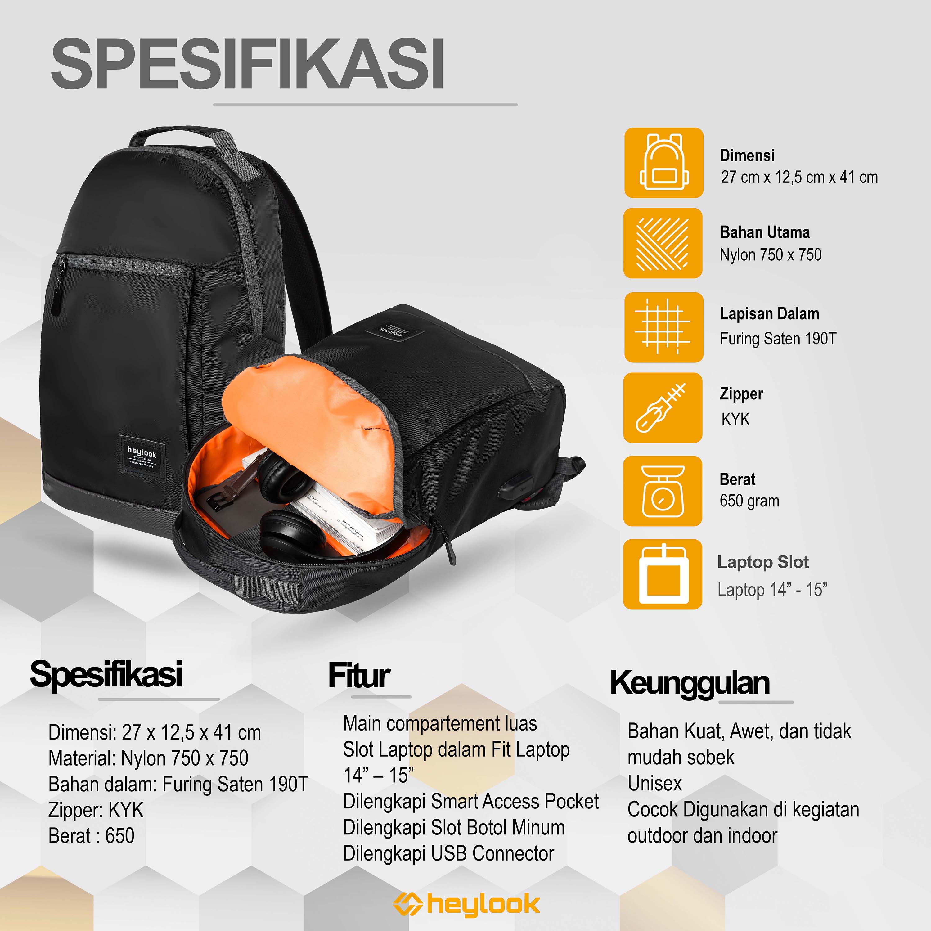HEYLOOK Official - (Free Raincover) Backpack LEXA Women's Laptop ...