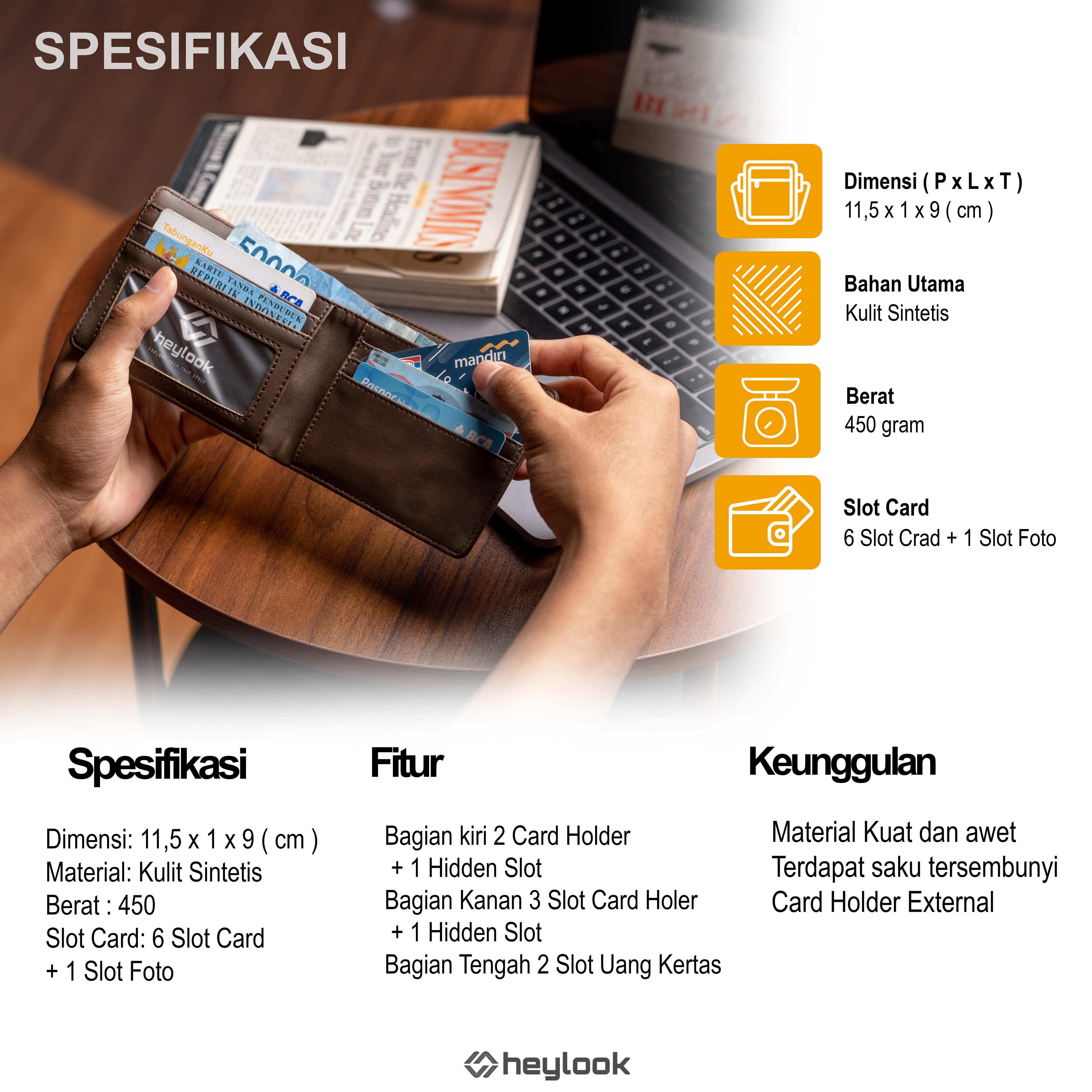 HEYLOOK Official - TRAFFORD Men's Wallet Men's Leather Wallet Short ...