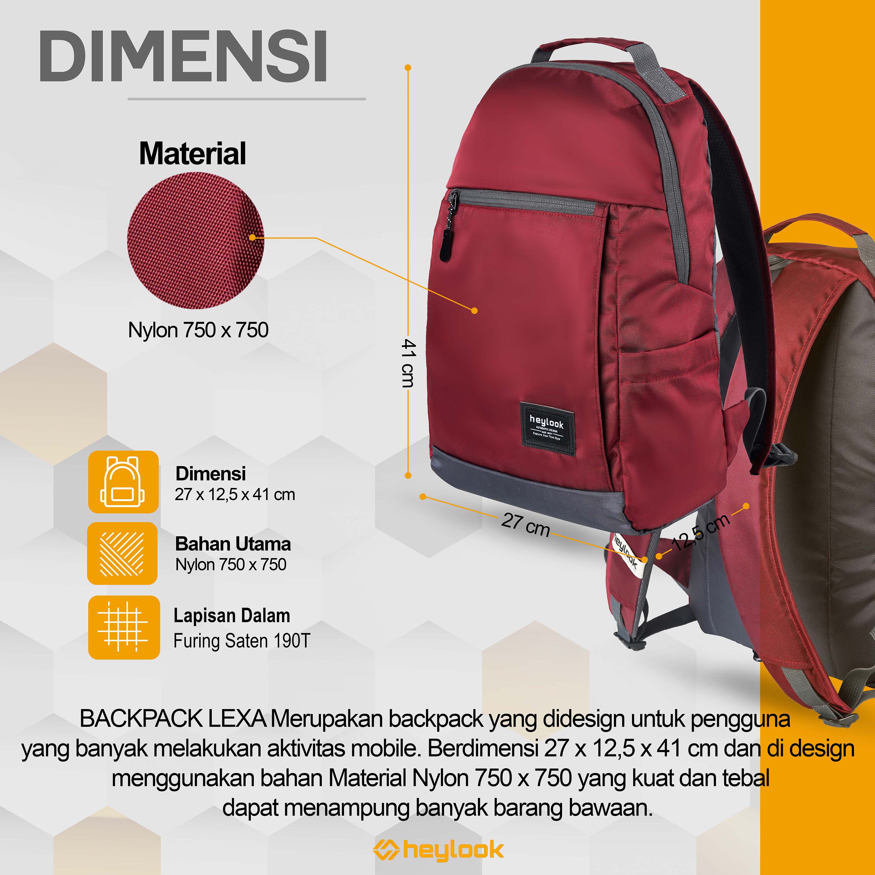 HEYLOOK Official - (Free Raincover) Backpack LEXA Women's Laptop ...
