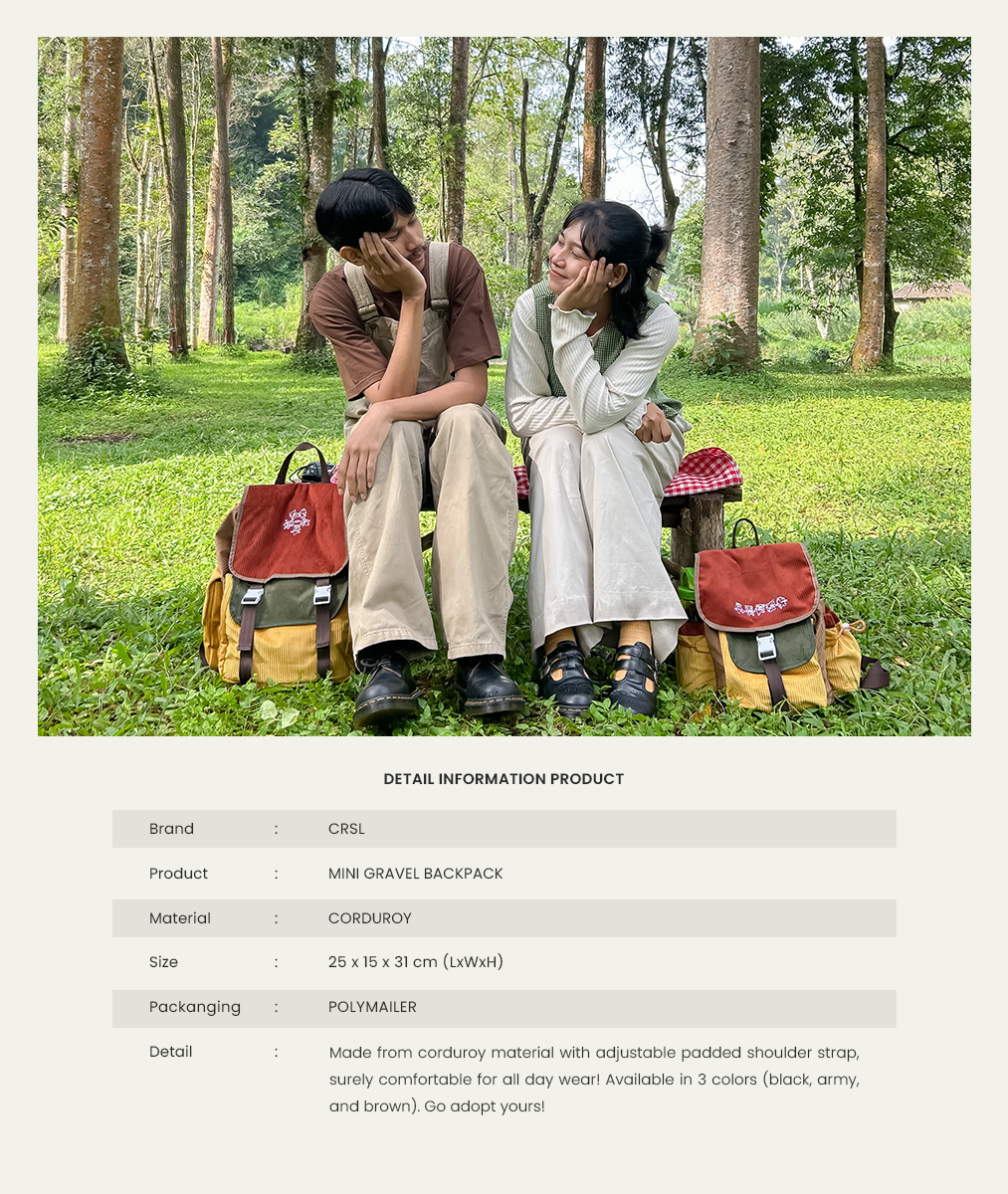 CRSL Mini Mustard Gravel Backpack | Small Corduroy Travel Bag I Bagpack ...