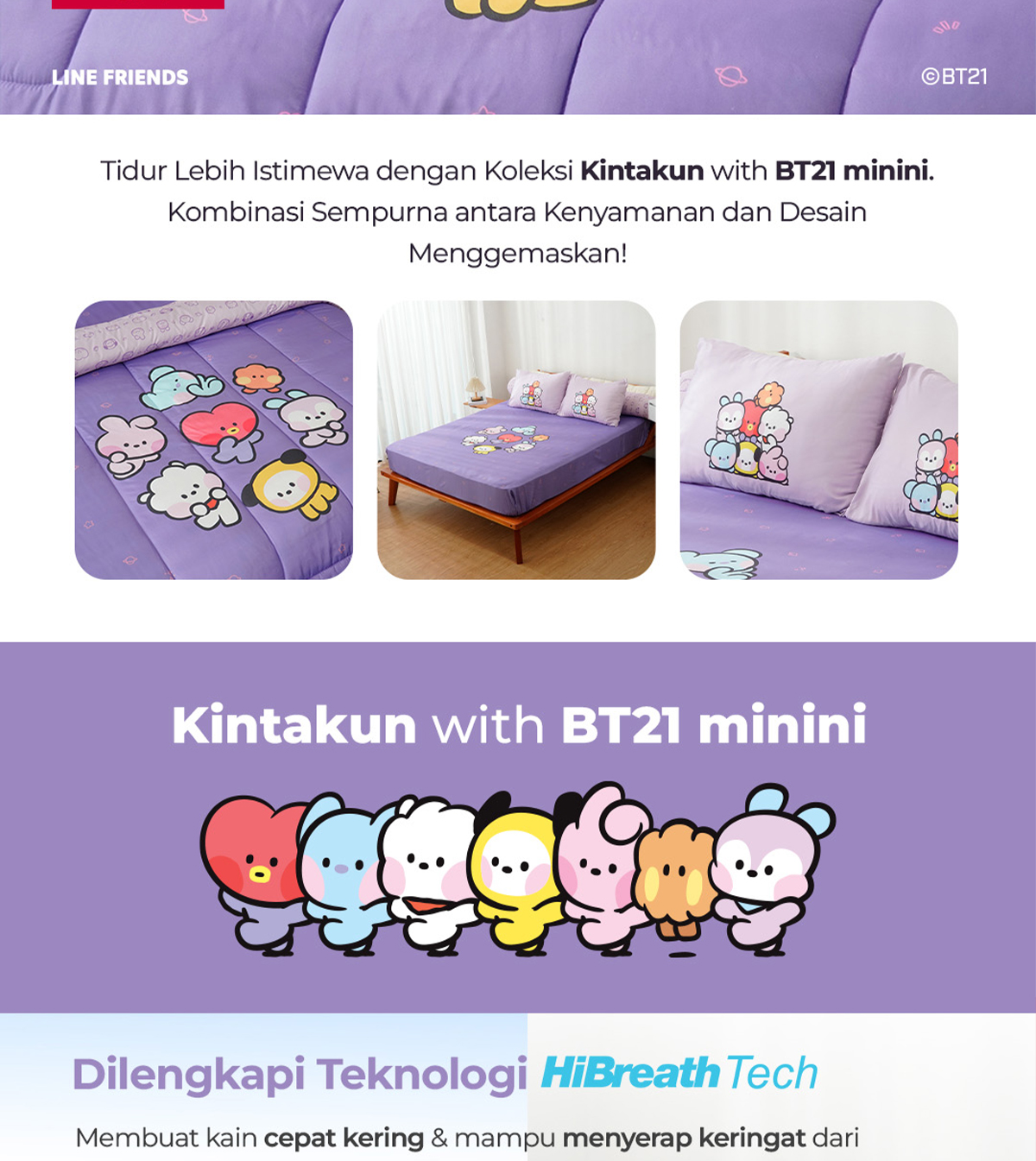 Kintakun BT21 minini Fitted Bed Sheet 180 x 200 King KOYA RJ SHOOTY ...