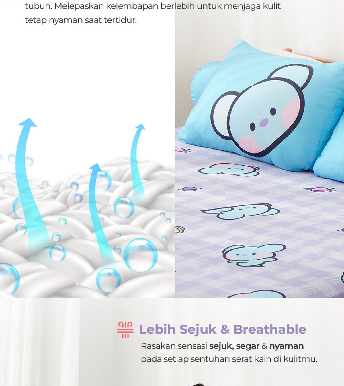 Kintakun BT21 minini Fitted Bed Sheet 180 x 200 King KOYA RJ SHOOTY ...