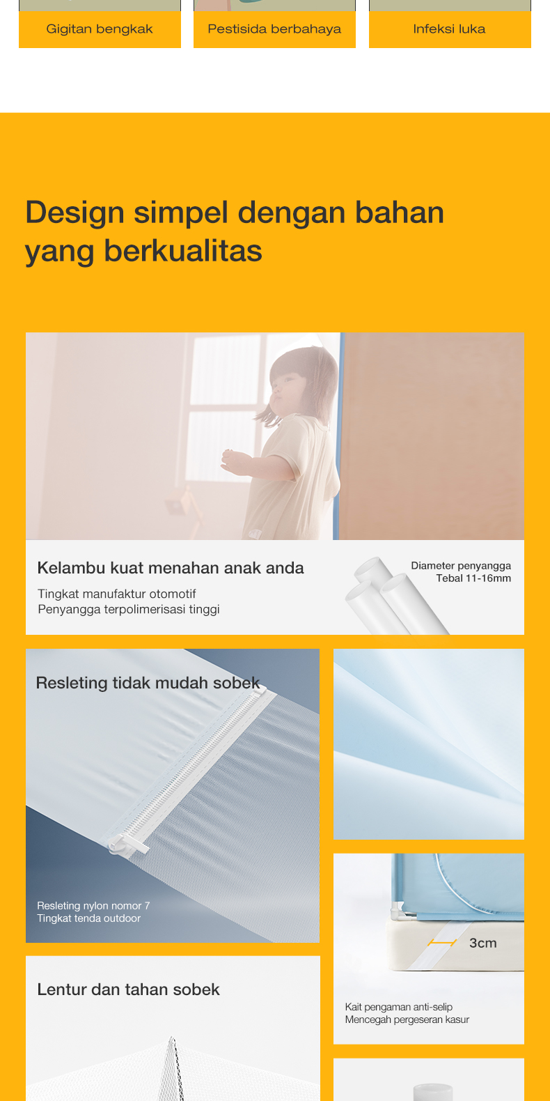 Medoga Plain Square Mosquito Net Anti-Fall Anti-Mosquito Net for Babies ...