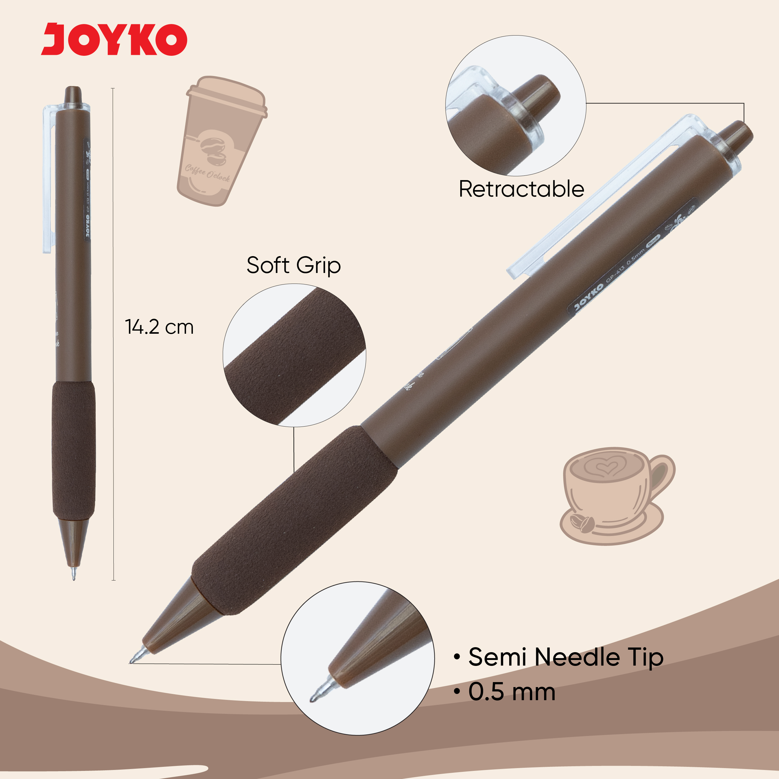 JOYKO Gel Pen GP-413 Coffee O'clock 0.5 mm | Shopee Singapore