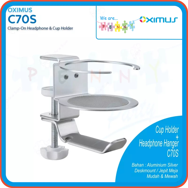 Oximus C70S Glass Bracket & Headphone Hanger / Cup Holder Deskmount ...