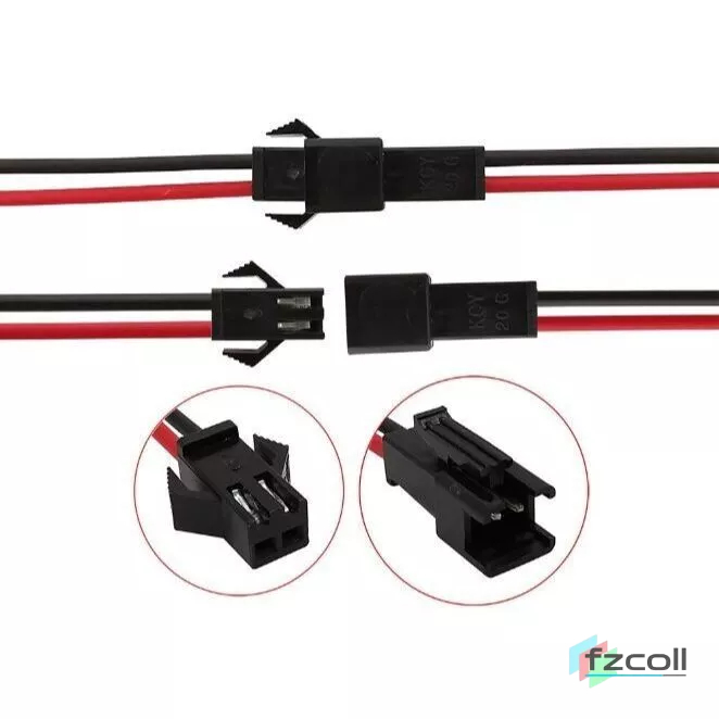 2 PIN Connection Cable Male Female Terminal Socket Pair EL DC Socket ...
