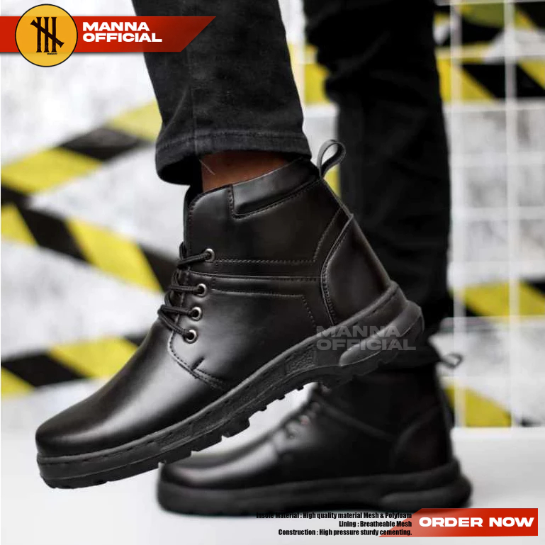 Docmart Men's Black Work Boots Formal Shoes | Shopee Singapore