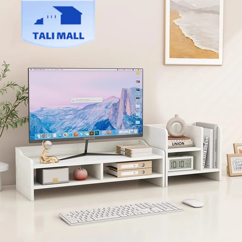 KAYU Wooden Bookshelf Wooden Monitor Stand Desktop Monitor Rack ...