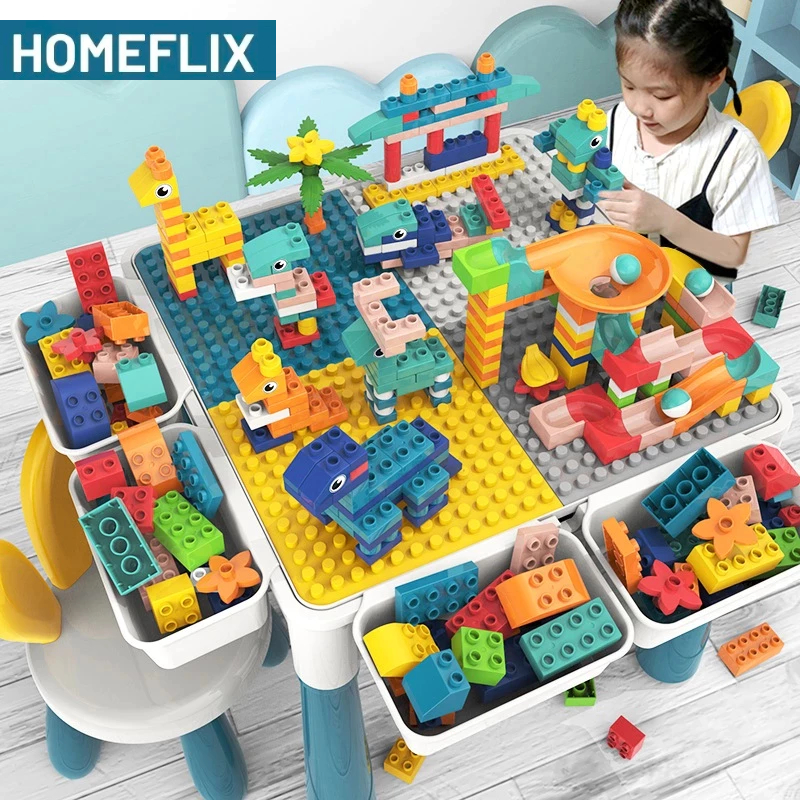 Multifunction Table 1 Set Chair 7 in 1 Large Building Block Table ...