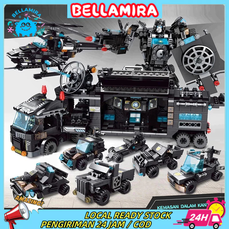 820PCS 8 IN 3 SWAT Engineering Vehicle Block Model Boys Educational ...