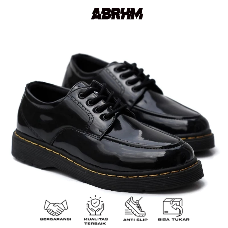 ABRHM Docmart Men's Black Shiny Formal Work Shoes | Shopee Singapore