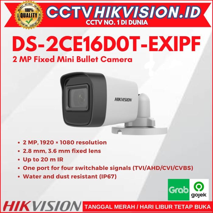 Hikvision DS-2CE16D0T-EXIPF Camera CCTV Outdoor 2MP Full HD | Shopee ...