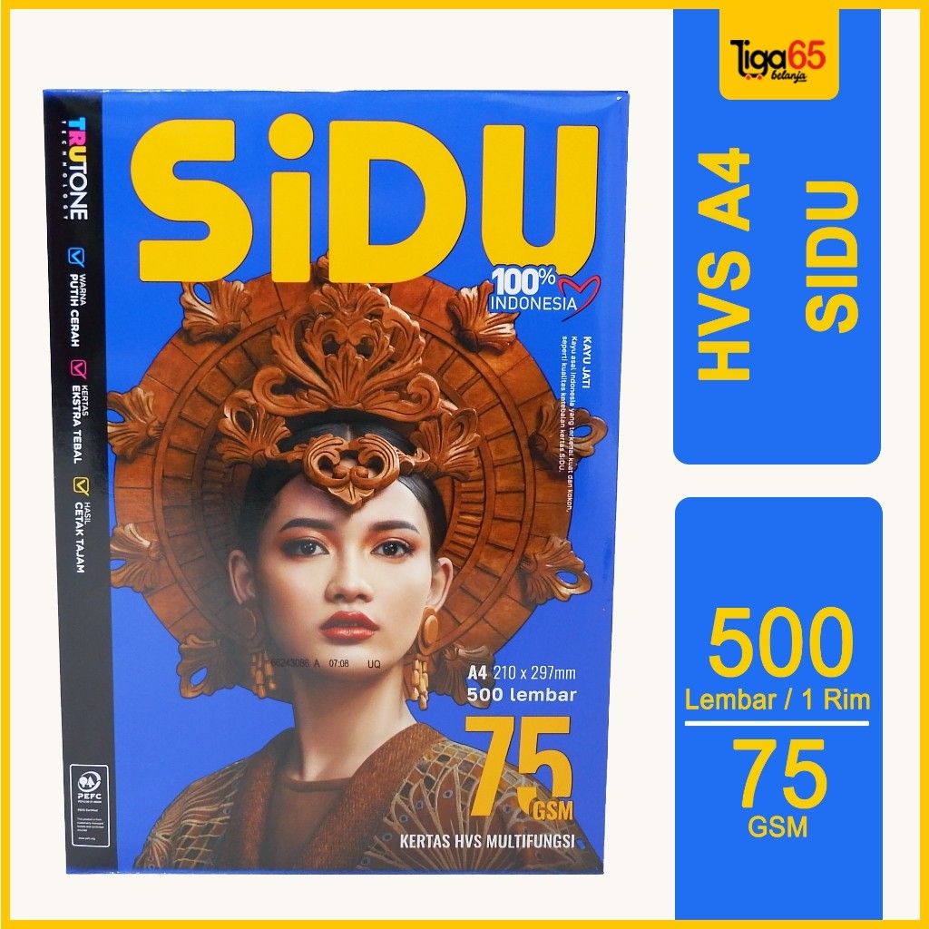 Sidu Hvs A4 75Gsm 1 Rim / Photocopy Printing Paper / Hvs Sidu Paper ...