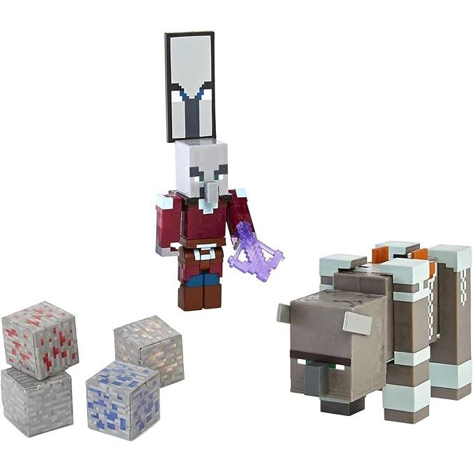Mattel Minecraft Craft-a-Block 2-Pk, Ravager & Raid Captain Action ...