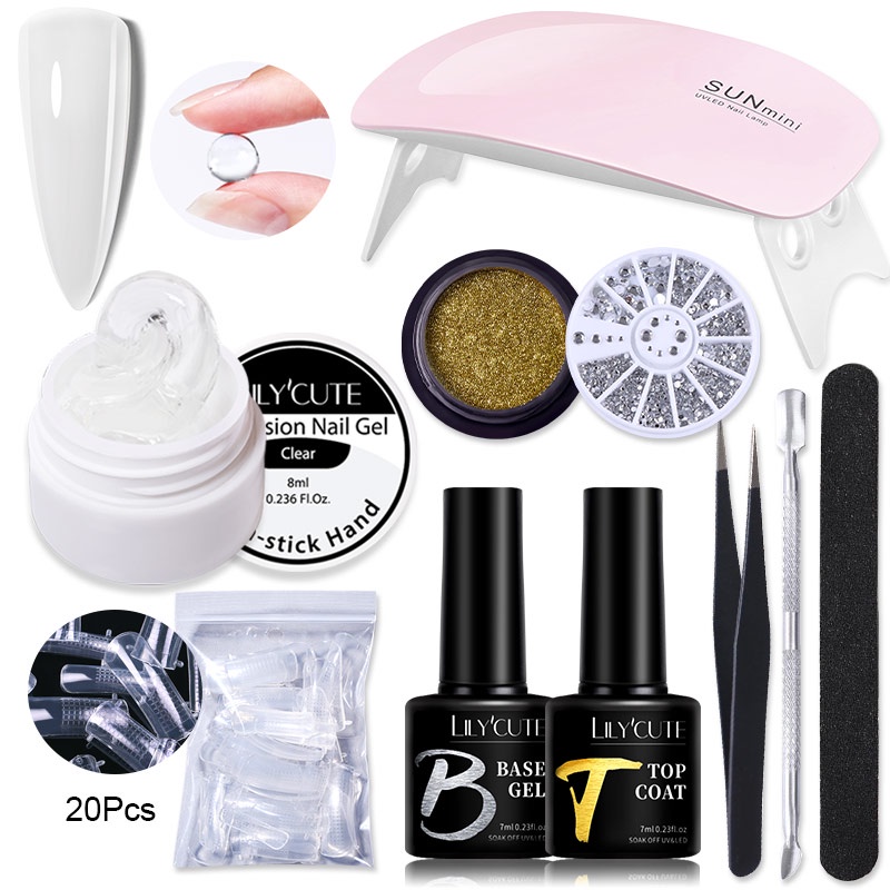 Extension Nail Gel Kit Non Stick Hand Solid Extension Gel 6w Nail Lamp ...