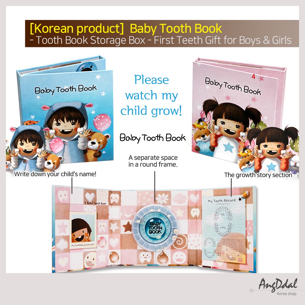 Korean Baby Tooth Book Storage Box - First Teeth Gift for Boys & Girls - Unique Keepsake ...