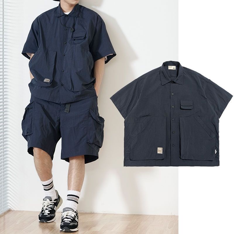 Two piece set Japanese three-dimensional pocket work clothes, five ...
