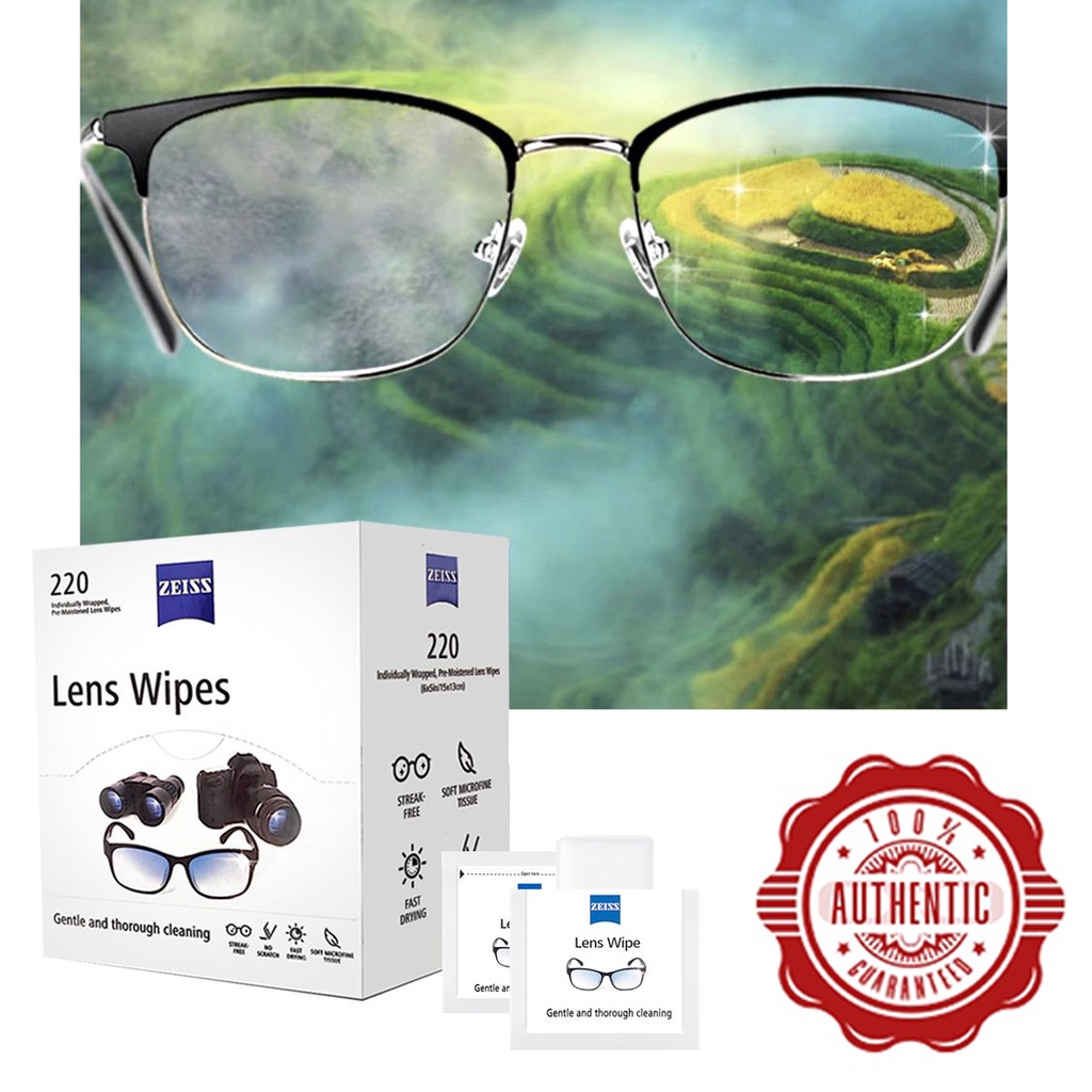 220 pcs Lenses Cleaning Wipes Alcohol-Free (Box of 220) Over Sized Pre ...