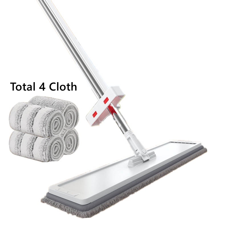 🔥Ship 24H🔥大拖把 50cm Flat Mop With Microfiber Fiber Cloth Lazy Squeeze ...