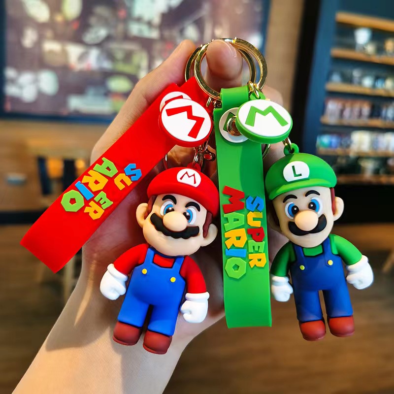 New Cartoon Mario Luigi Figure Anime Doll Keychain Backpack Pendant ...