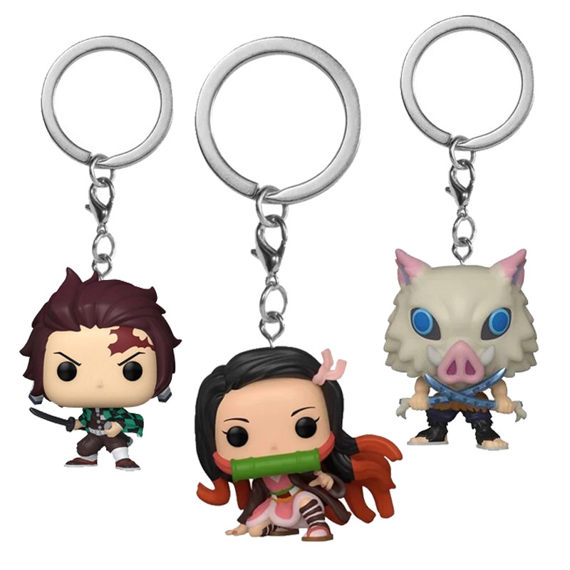 Funko Pop! 2" Demon Slayer Kamado Tanjiro Nezuko Inosuke Keychain ...