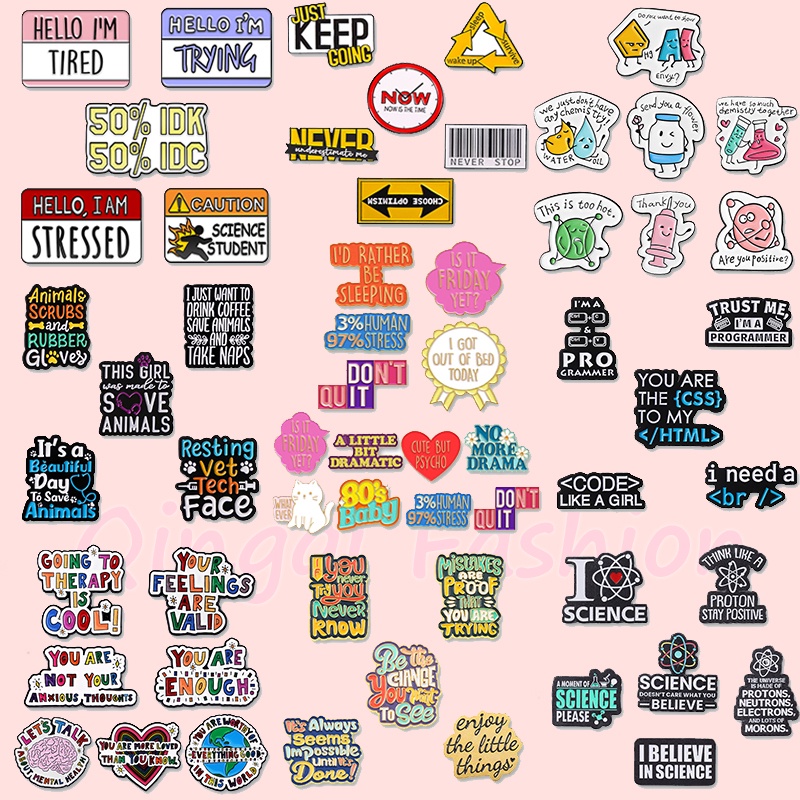 2~7pcs/Set Colorful Enamel Pins Cartoon Science Brooch Badges Funny ...