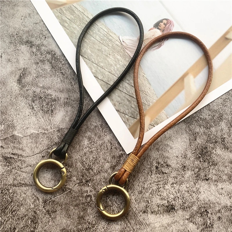 Genuine Leather Keychain Lanyard Handmade Key Chain Cowhide Tie Line ...