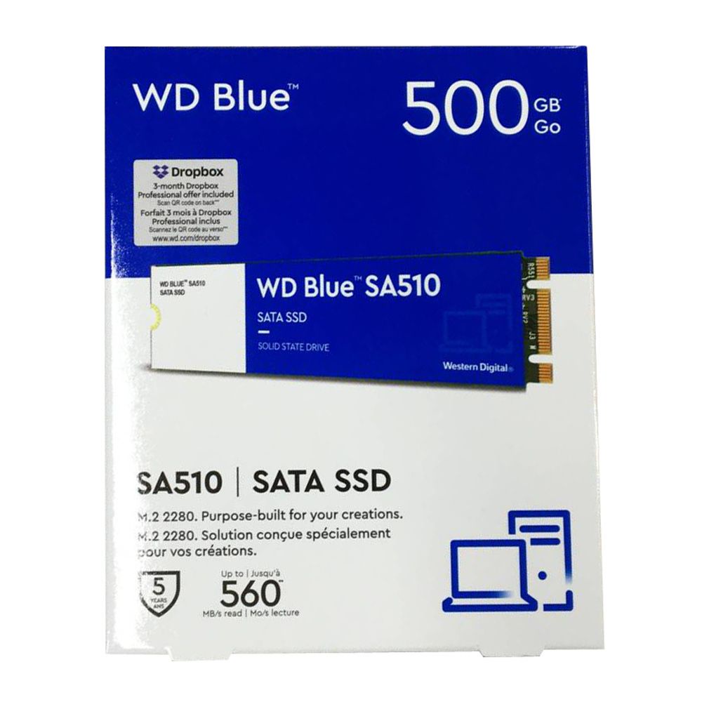 Western Digital 500GB WD Blue SA510 m.2 2280 SATA III Internal SSD, WDS500G3B0B | Shopee Singapore