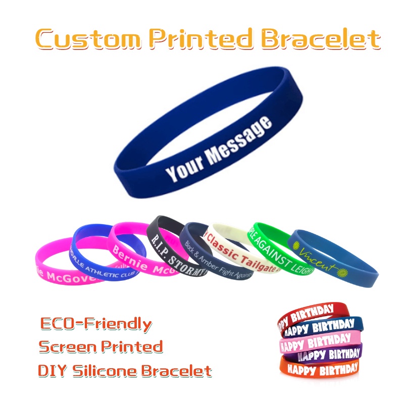 ECGIFT SW008 Customized Printed Silicone Wristband Personalized Rubber ...