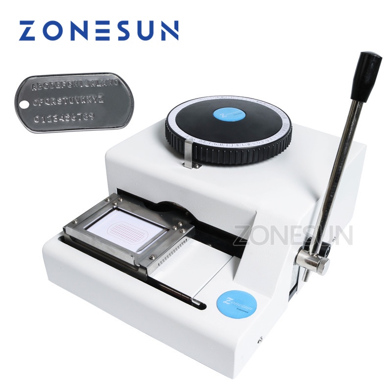 ZONESUN 52-Character Manual Dog Tag Machine Metal Marking Machine Steel ...