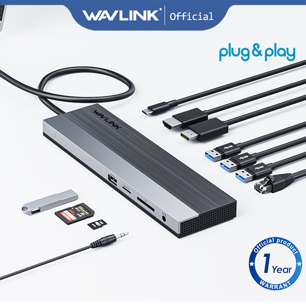 Wavlink 11 In 1 Usb C Triple Display Mst Docking Station With 85w Power Delivery Shopee Singapore