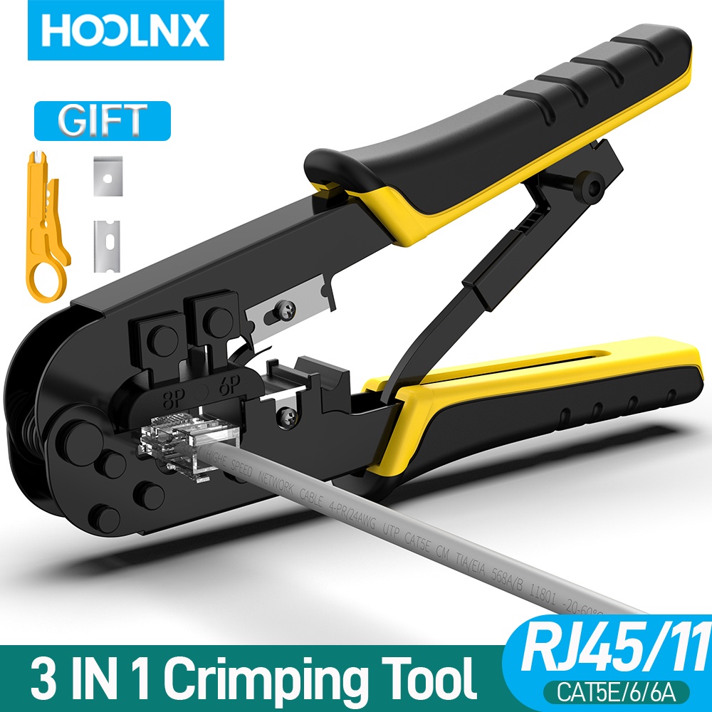 HOOLNX RJ45 Crimper RJ11 RJ45 Crimping Tool Ethernet Network LAN Cable ...