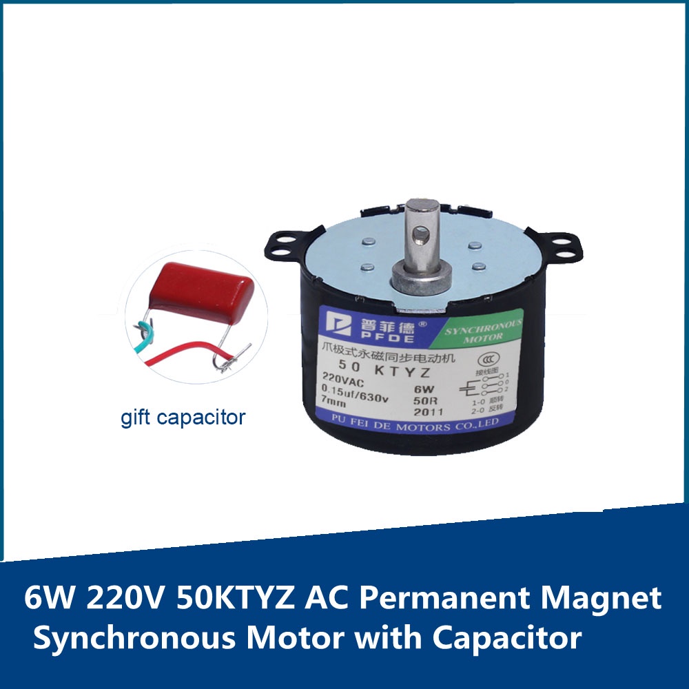 6W 220V 50KTYZ AC Permanent Magnet Synchronous Motor with Capacitor Low ...