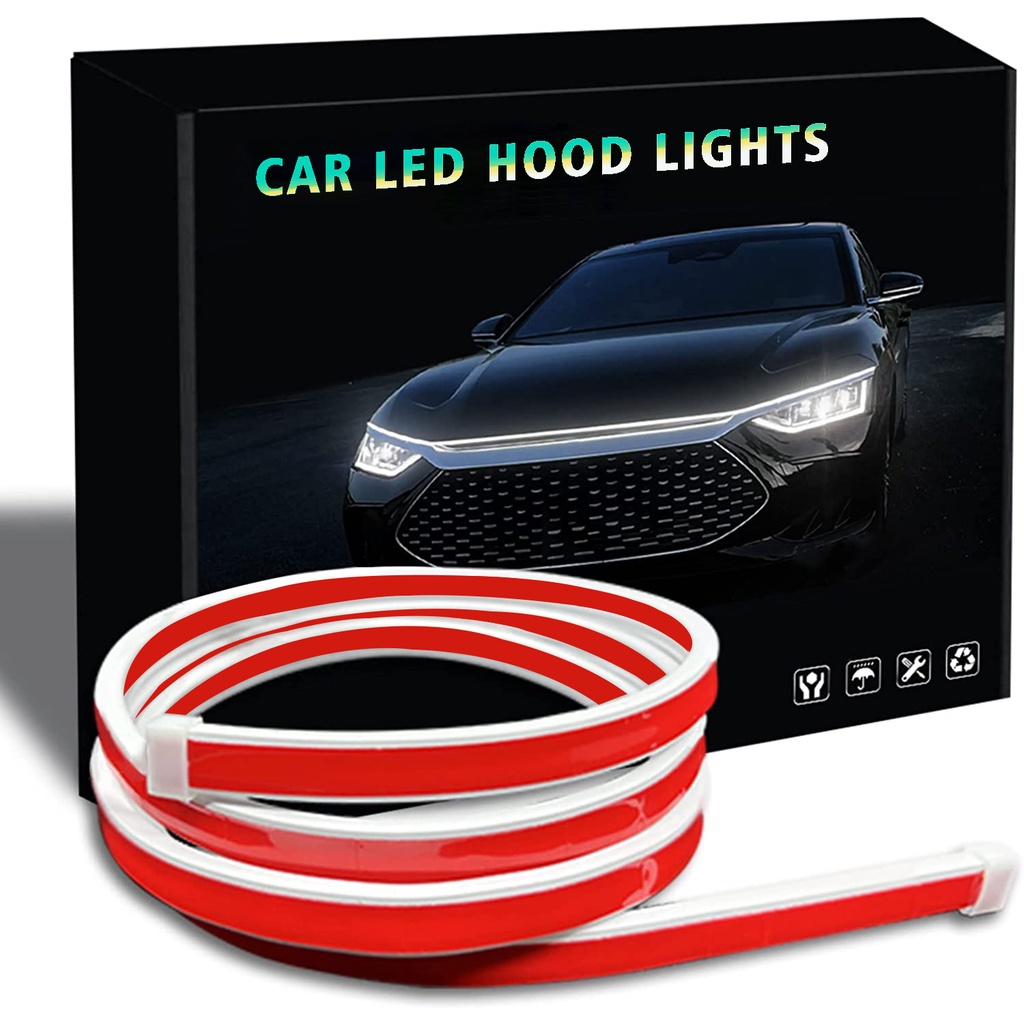 LEADTOPS [2 Sides Sticker High Quality] Car Hood Light Strip White ...