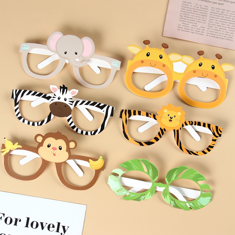 6pcs/set Jungle Animal Paper Glasses Birthday Party Decorations Kids ...