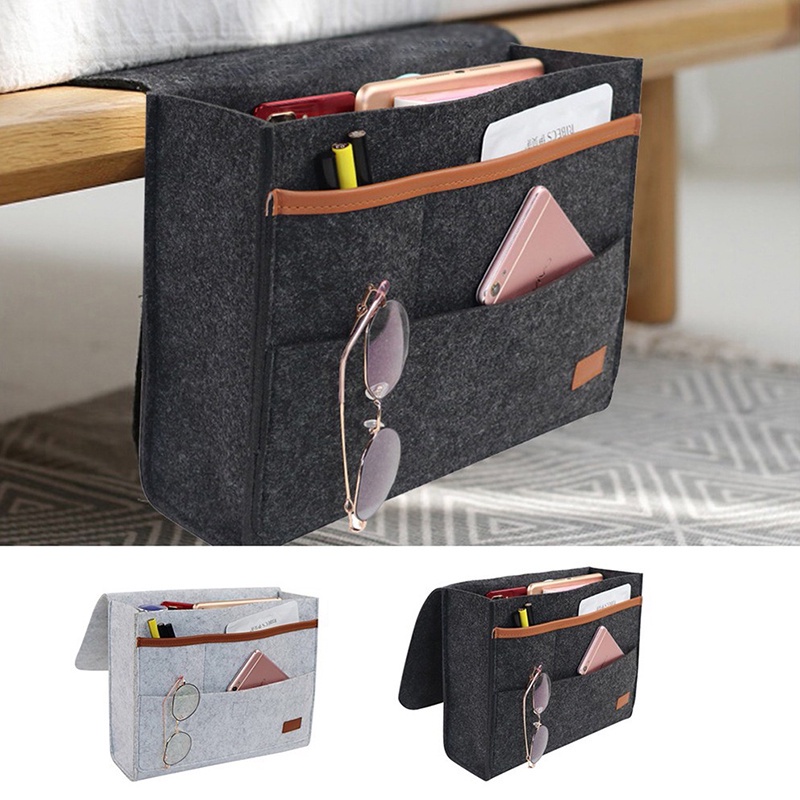 Felt Bedside Storage Organizer Bag Anti-slip Bedside Bag Bed Sofa Side ...
