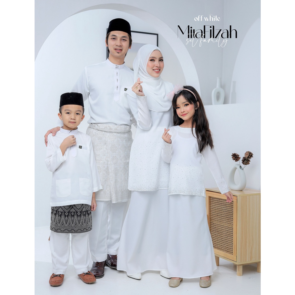 BAJU RAYA MODEN SET FAMILY MIRA FILZAH EXCLUSIVE (WHITE) | Shopee Singapore