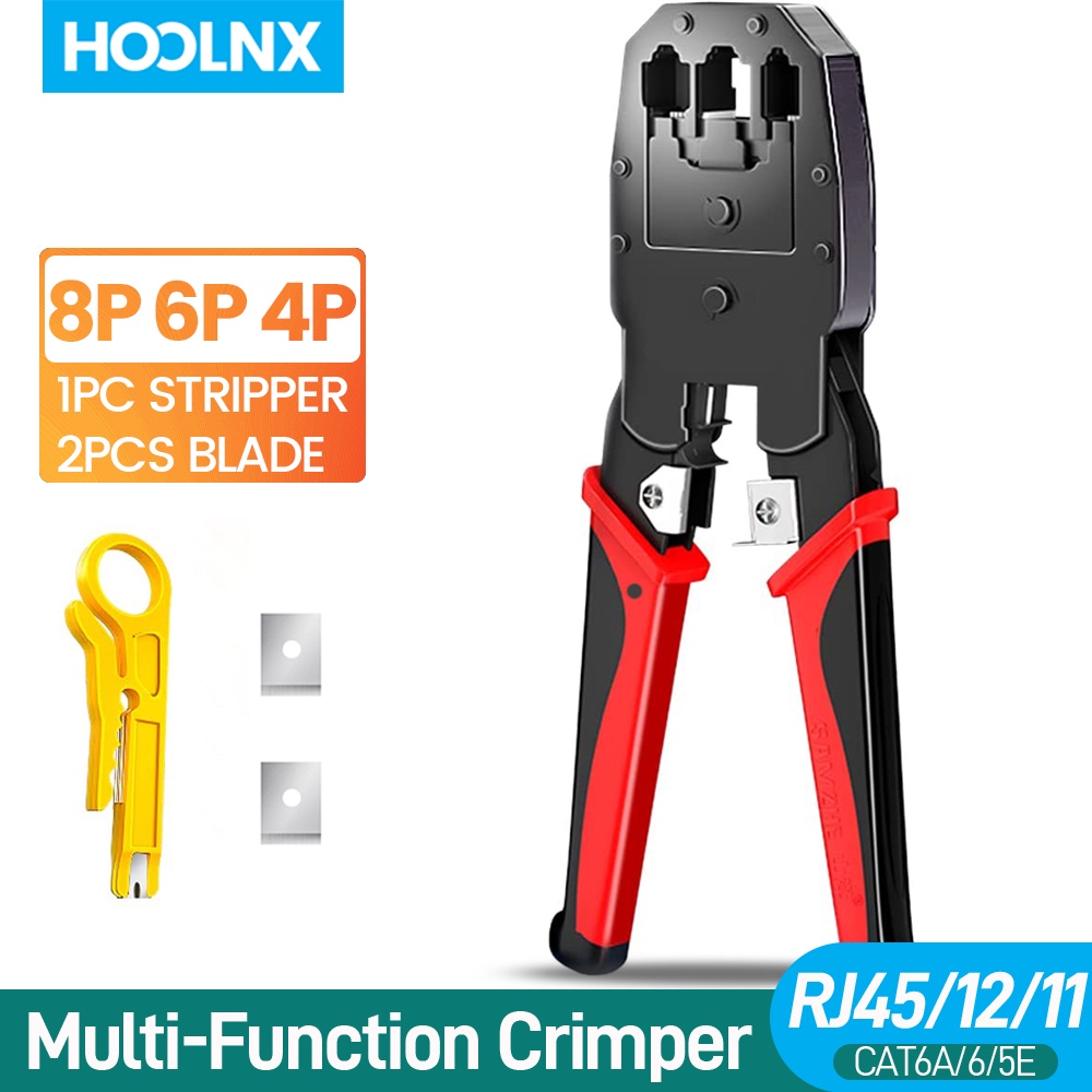 Hoolnx RJ45 Crimping Tool, 8P 6P 4P RJ45 RJ12 RJ11 Crimper Cutter ...