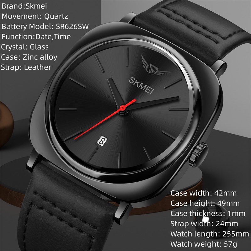 Skmei Quartz Calendar Watch for Man Fashion Leather Strap Analog ...