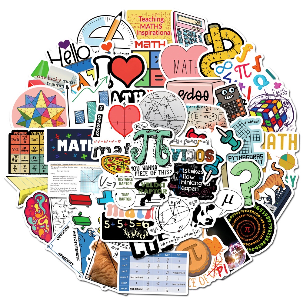 50Pcs/Set Funny Science & Math Art Series 01 Stickers Kids Rewards ...