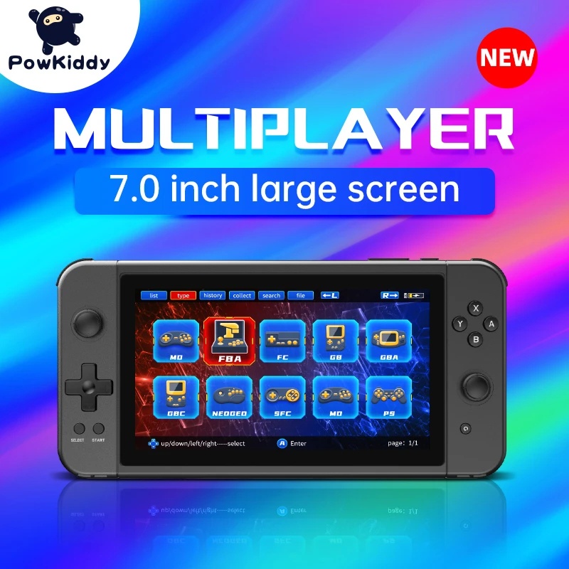 NEW POWKIDDY X70 7 inch Handheld Video Game Console For PS1 FC 3D ...