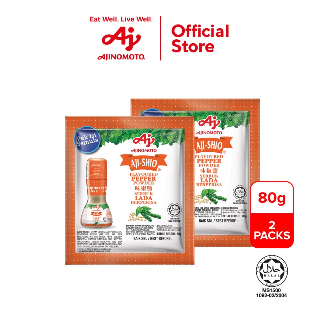 AJI SHIO White Pepper Refill Pack (80g x 2 pack) | Shopee Singapore