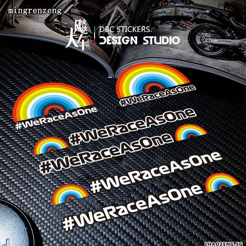 Ready Stock Rainbow F1 Car Sticker Car Interior Sticker we race as one ...