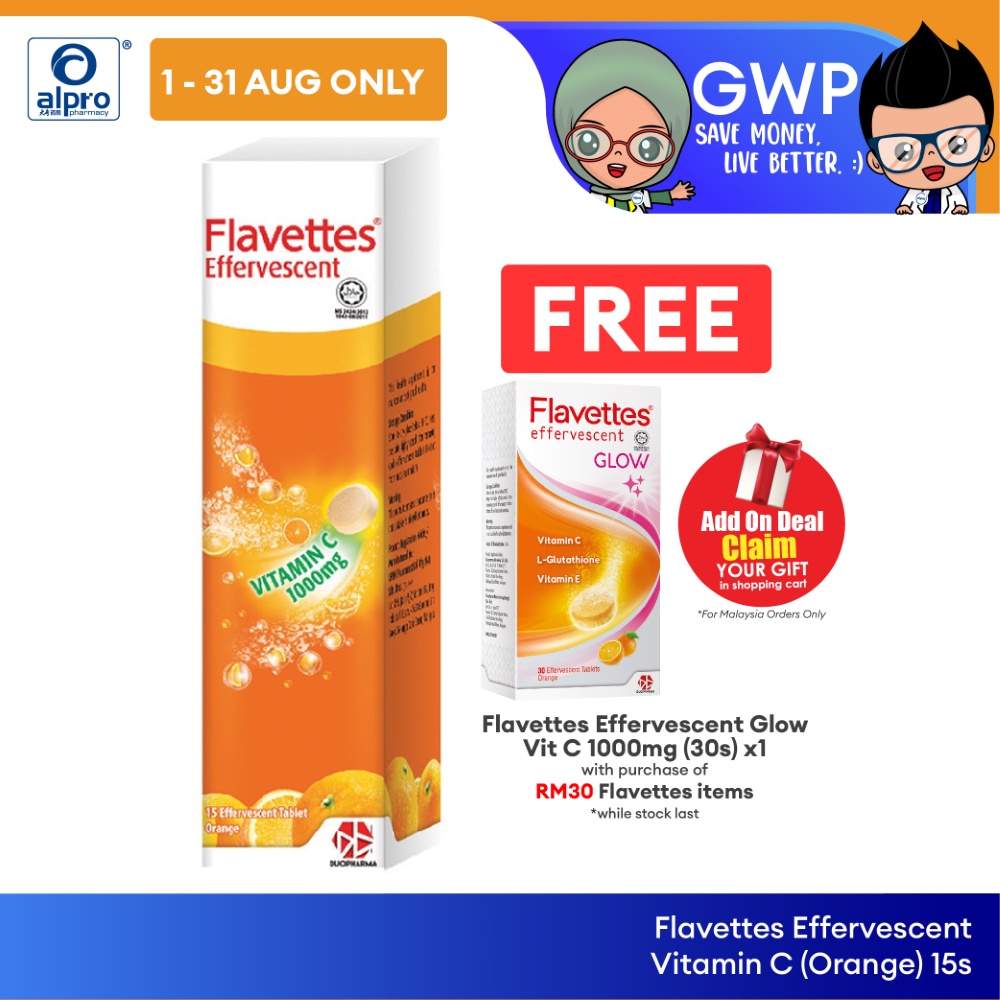 Flavettes Effervescent Vitamin C 1000mg (Orange) 15s | Shopee Singapore