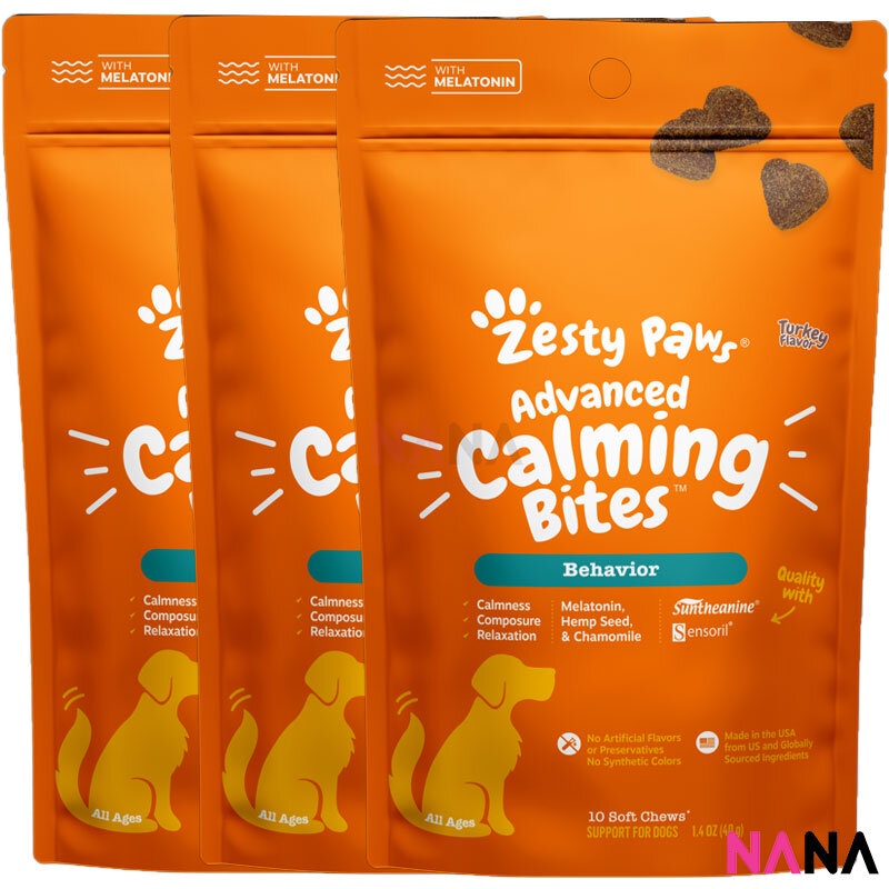 Zesty Paws Advanced Calming Bites - Turkey Flavor 30 Soft Chews (EXP:12 ...