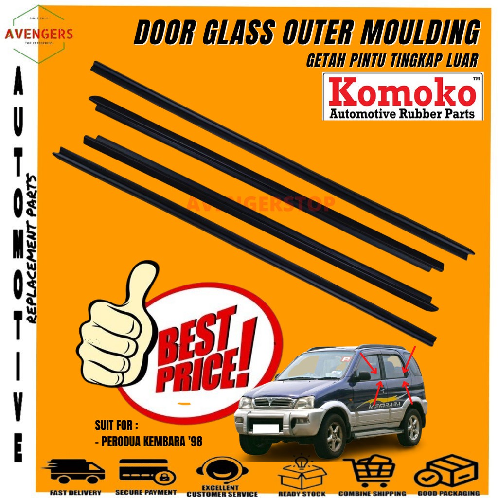 PERODUA KEMBARA 1998 PINTU GETAH DOOR GLASS OUTER MOULDING QUALITY ...