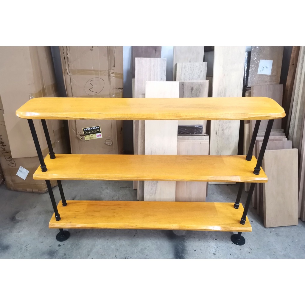 Three Layer Natural LiveEdge Curve Solid HardWood Loft Style Galvanized ...