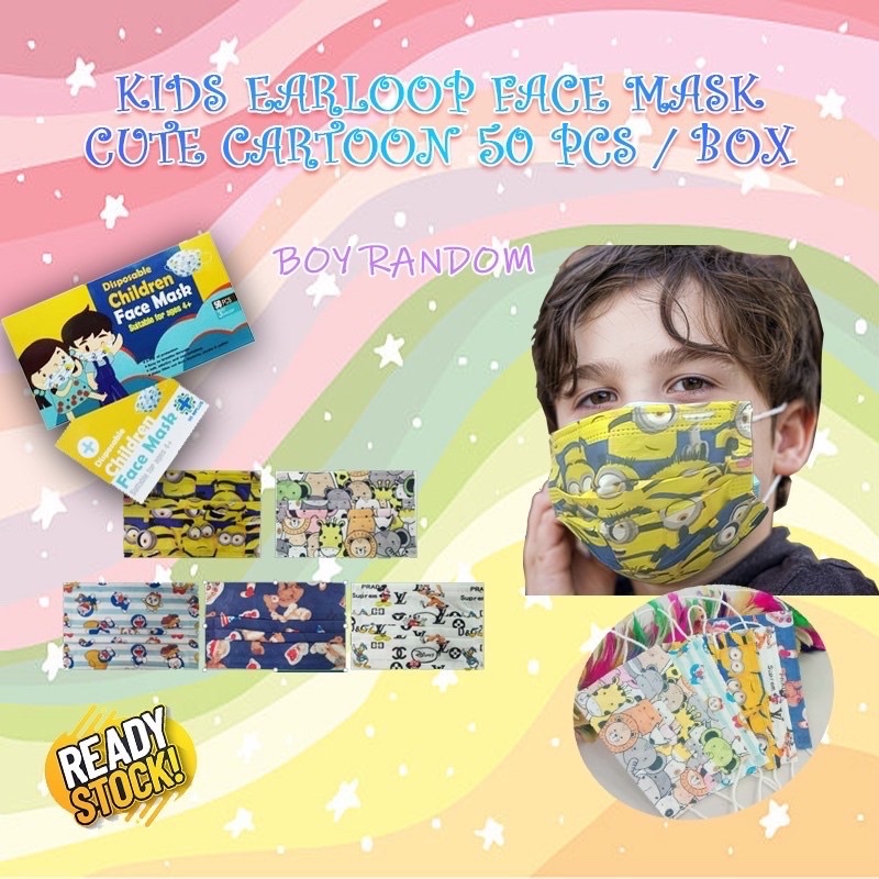 KIDS EARLOOP FACE MASK RANDOM DESIGNS | Shopee Singapore