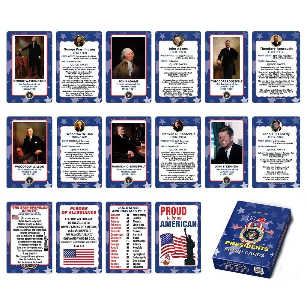 US Presidents Flash Cards ( 1 -Deck ) | Shopee Singapore