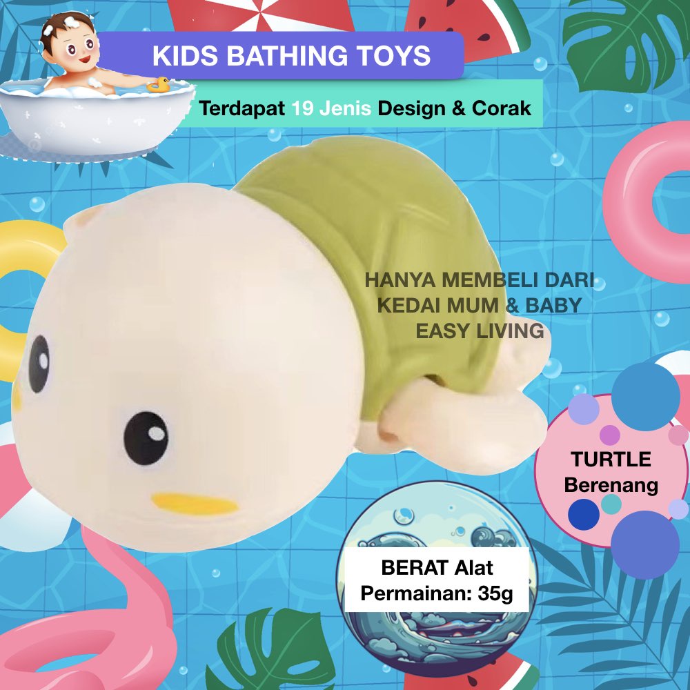19 Animal Bath Toy TURTLE Swim Shower Water Beach Mandi birthday hadiah ...